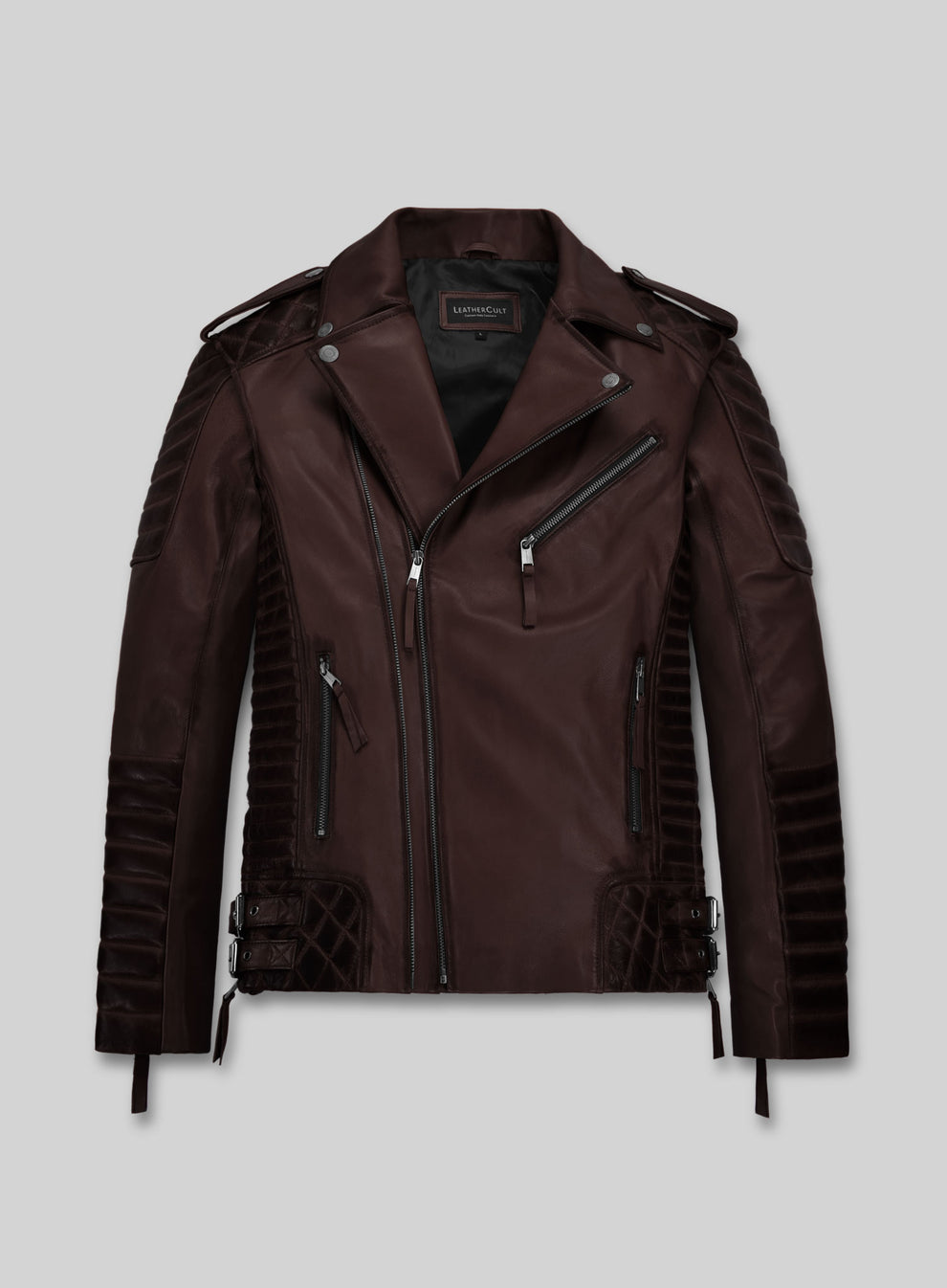 Charles Burnt Wine Leather Jacket - L – LeatherCult
