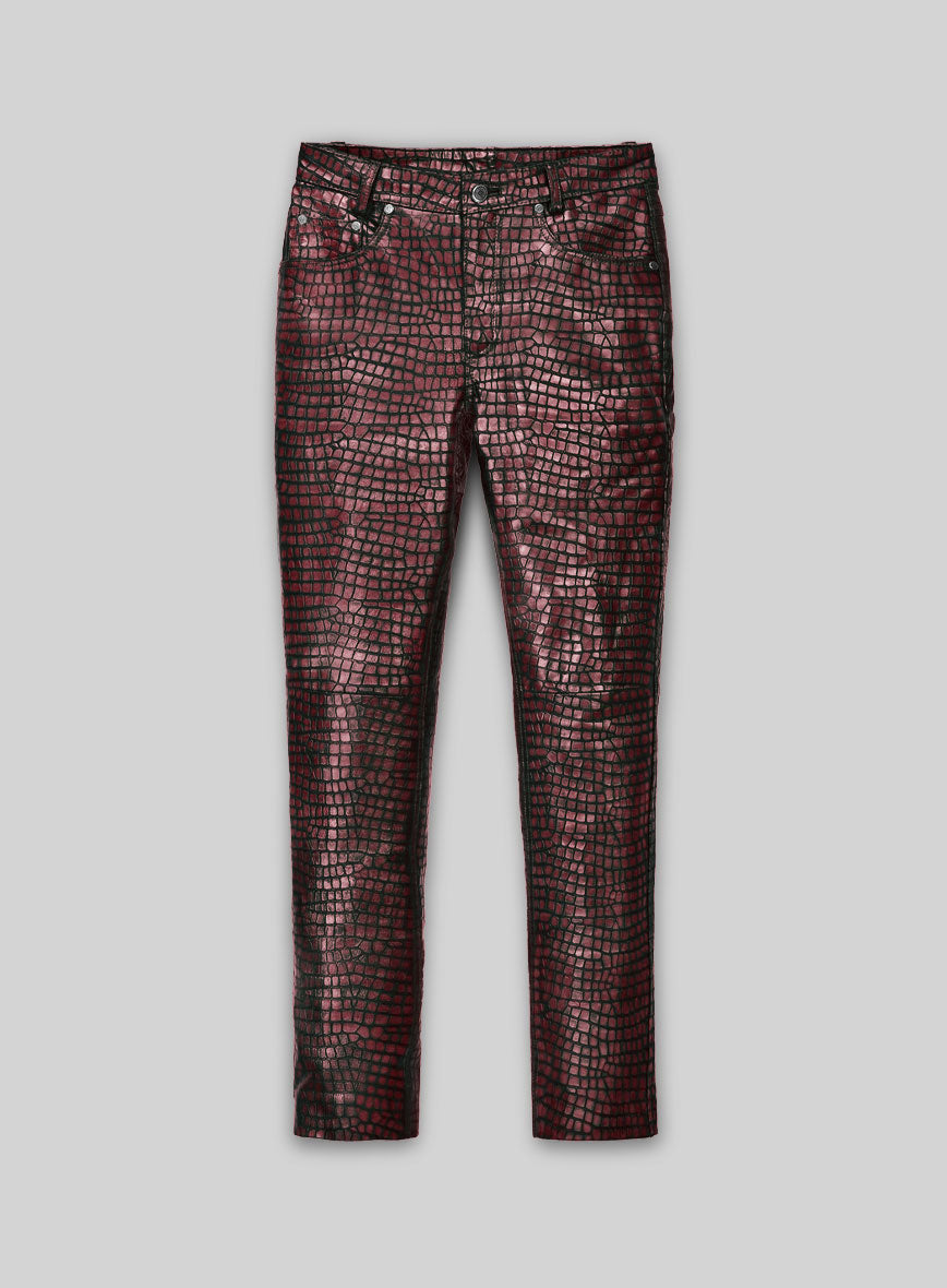 Croc Antique Rose Leather Pants - Jeans Style – LeatherCult