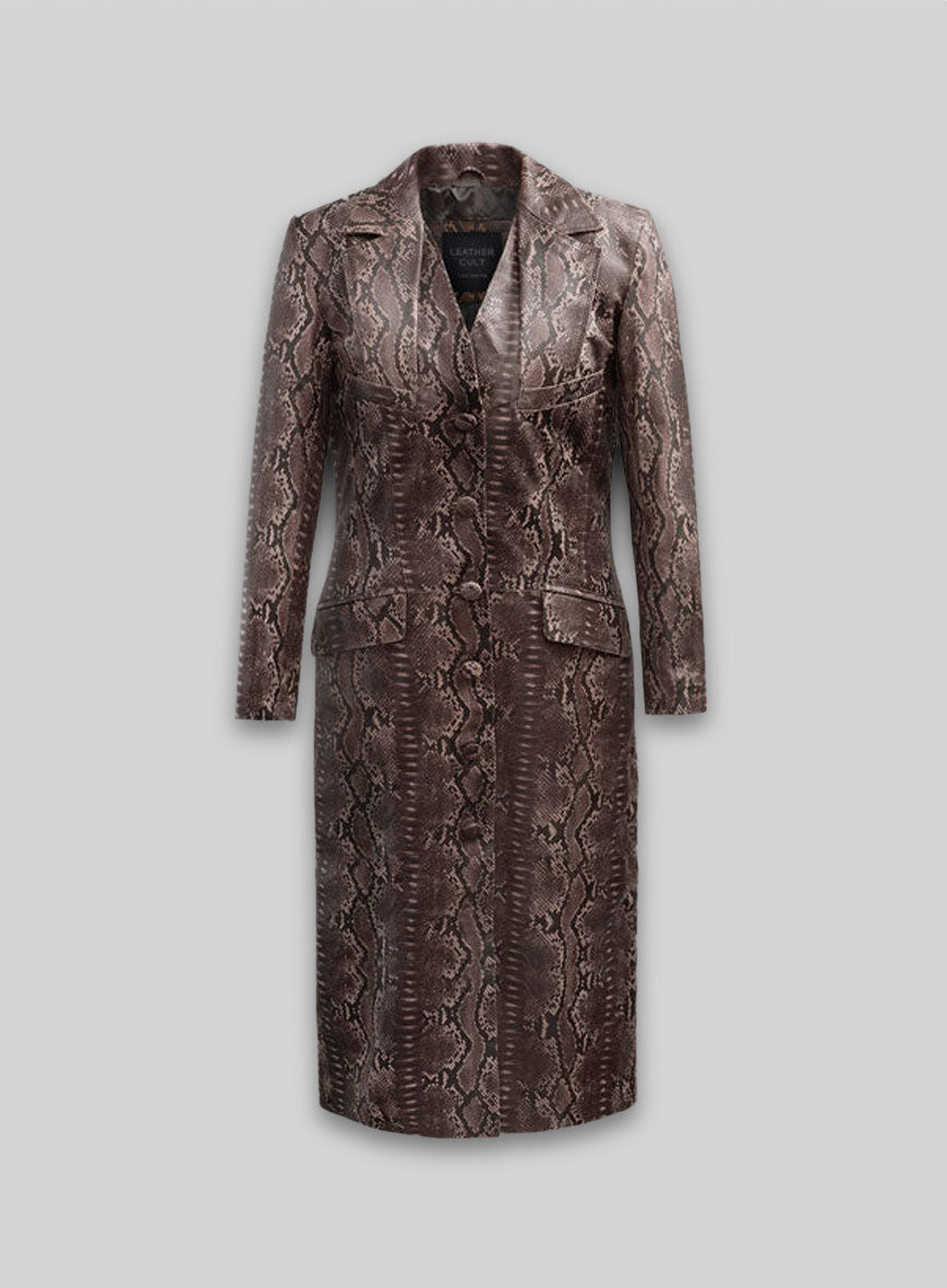 Dark Brown Python Chelsea Leather Long Coat – LeatherCult
