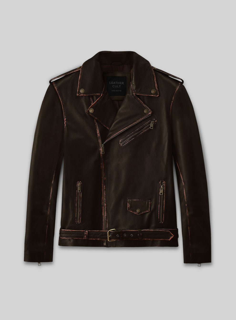 Enforcer Dark Brown Biker Leather Jacket – LeatherCult