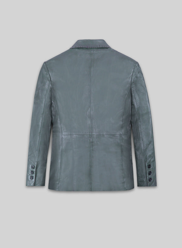 Soft Sherpa Gray Washed and Wax Medieval Leather Blazer – LeatherCult